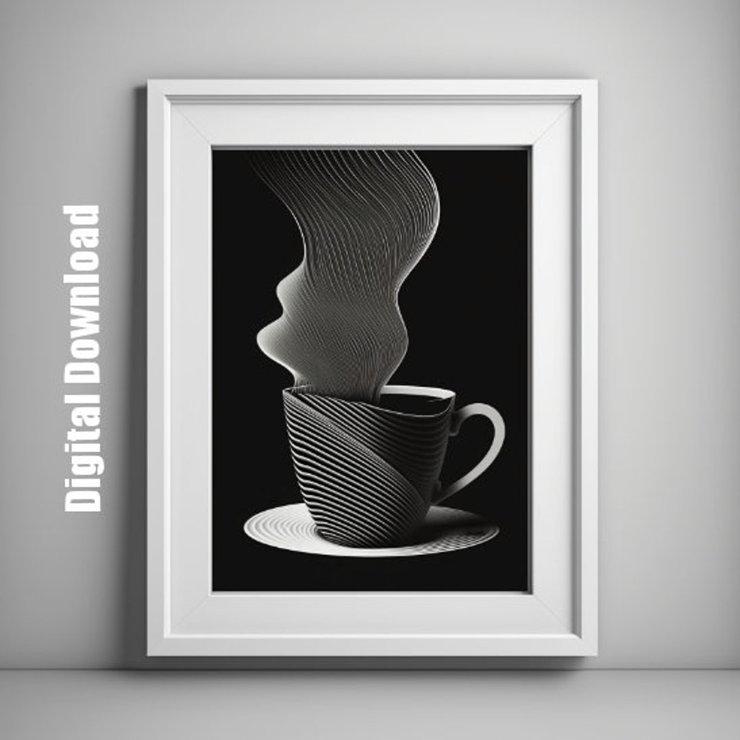 Coffee Art, Minimalist Line Art, Line Art Drawings, White on Black ...