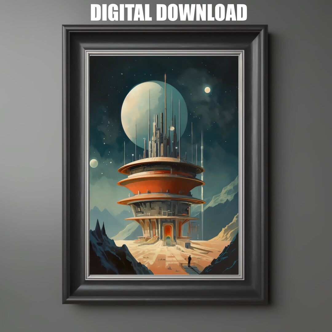Sci Fi Wall Art Poster, Concept Art of Futuristic Planet Landscape ...