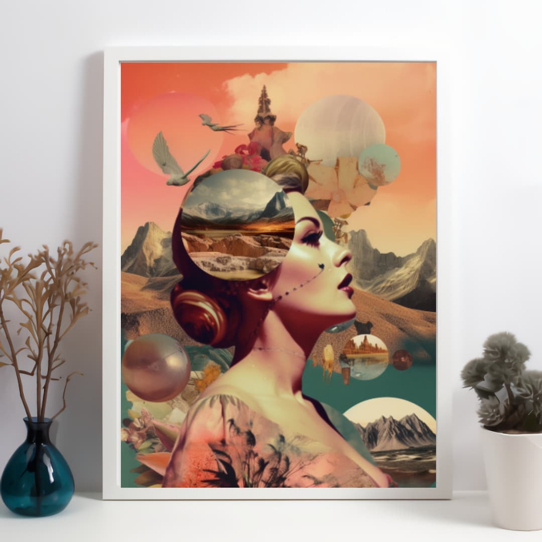 Surreal Collage Style Print, Digital Download, Surreal Collage Wall Art ...