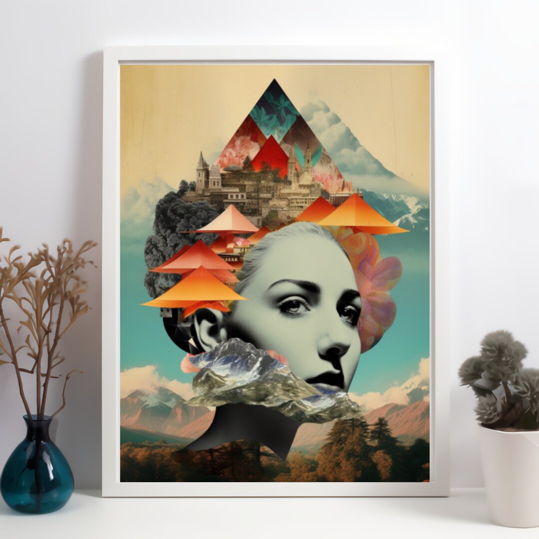 Surreal Collage Style Print, Digital Download, Surreal Fashion Wall Art ...