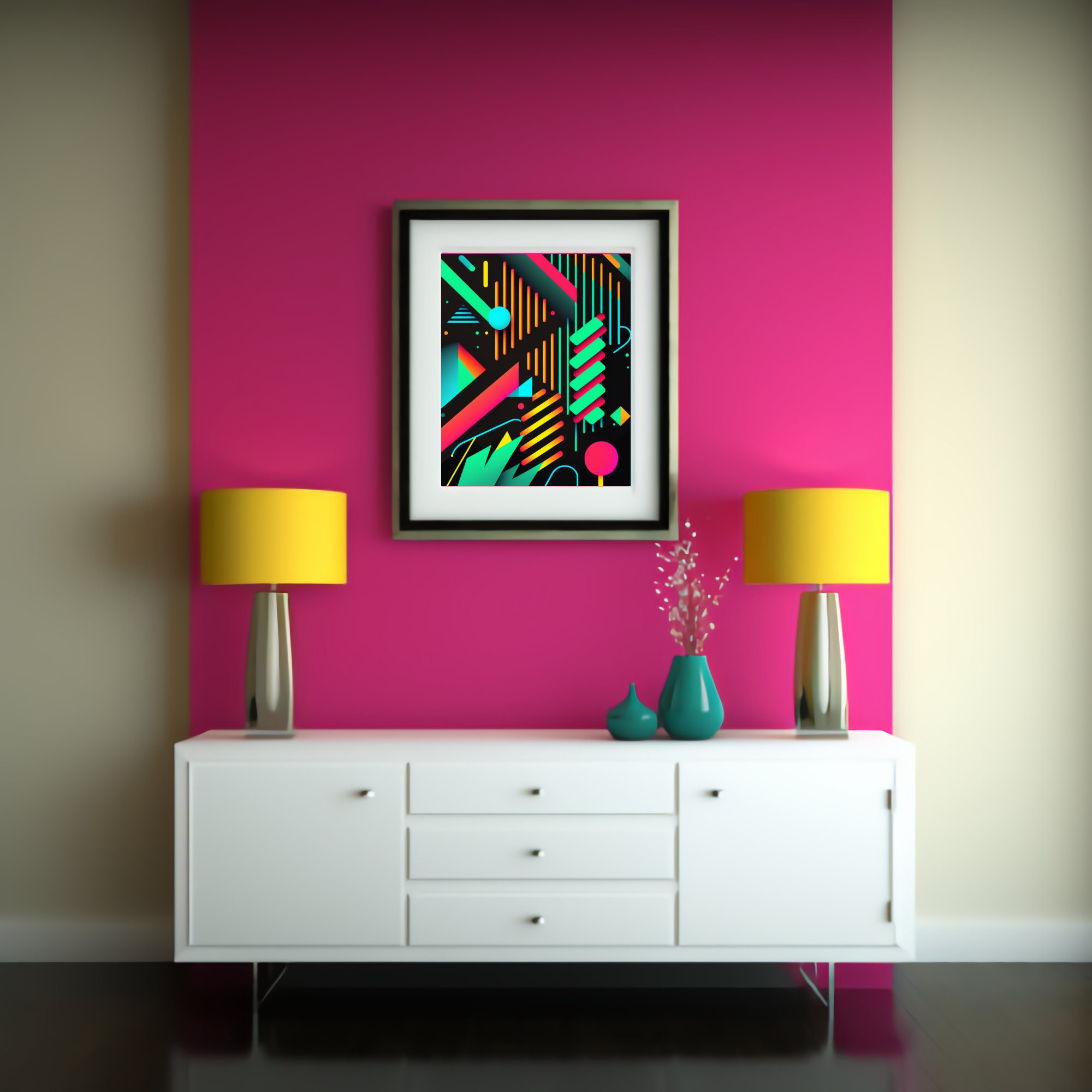 Neon Wall Art, Digital Download, Instant Art Print, Bright Neon ...