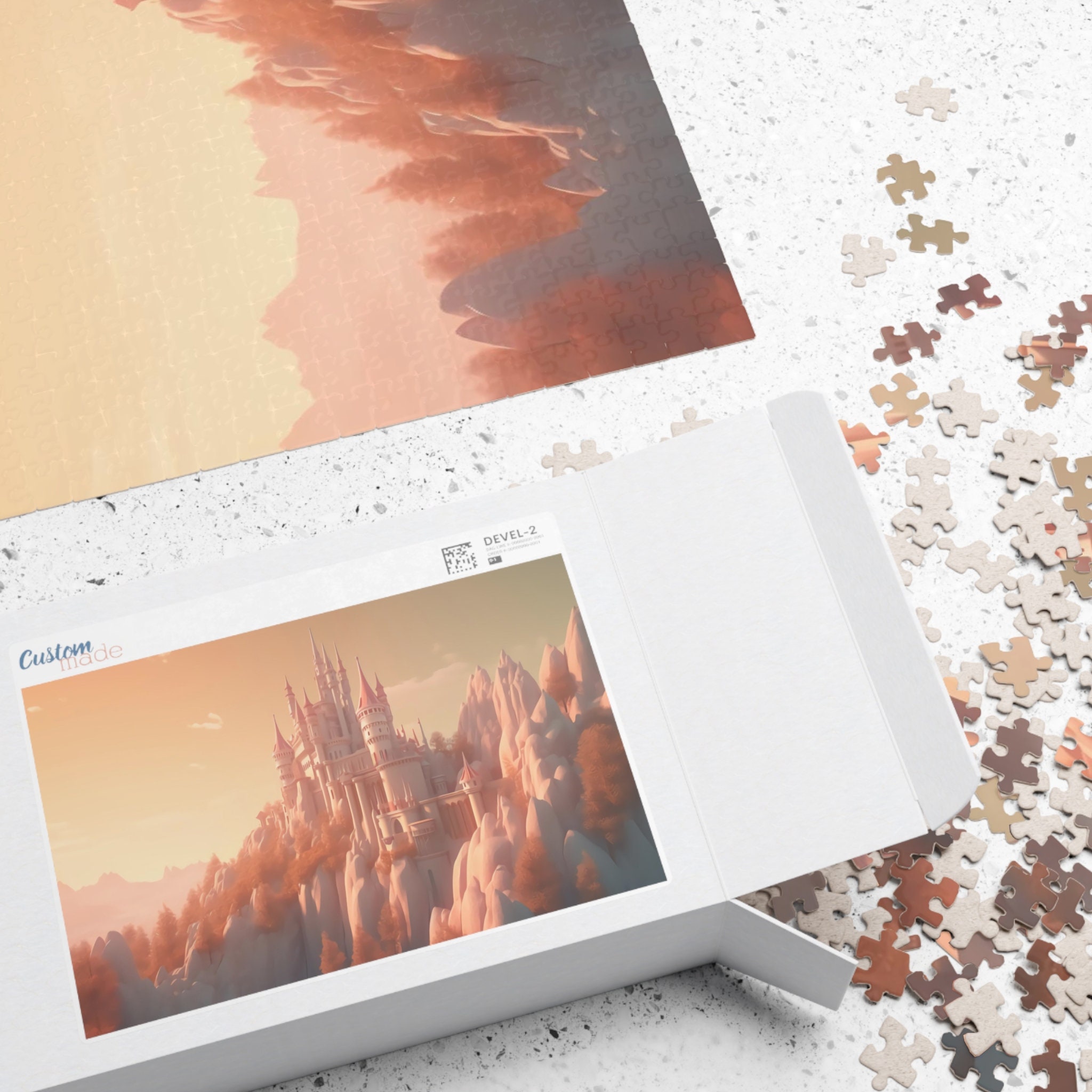 Pastel Pink Fantasy Castle Puzzle: in 500 or 1000 Pieces, Pink ...