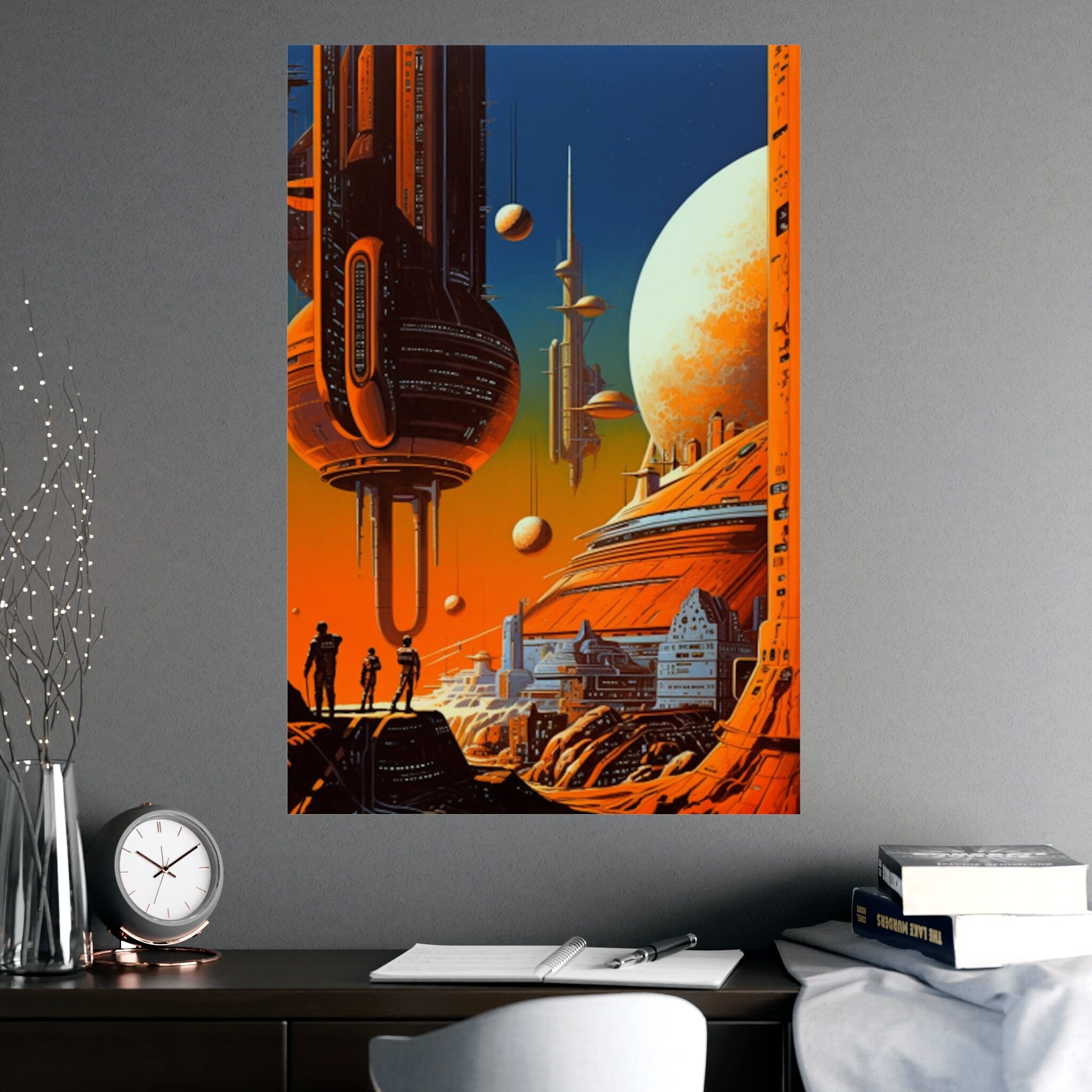 Sci Fi Matte Poster, Space Art, Futuristic Decor, Retro Art Print, Sci ...