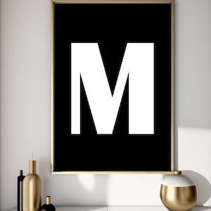 Printable Letter M, Alphabet Poster, Typography Wall Art, Digital ...