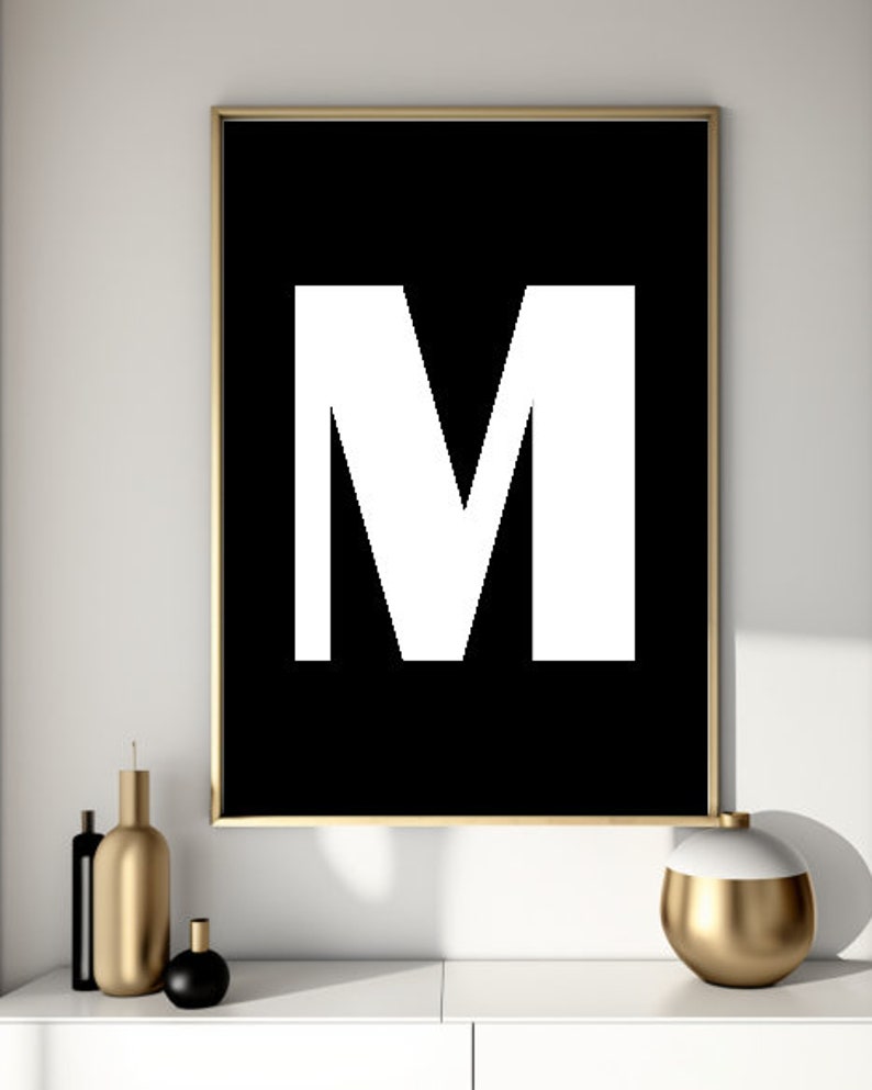 Printable Letter M, Alphabet Poster, Typography Wall Art, Digital ...