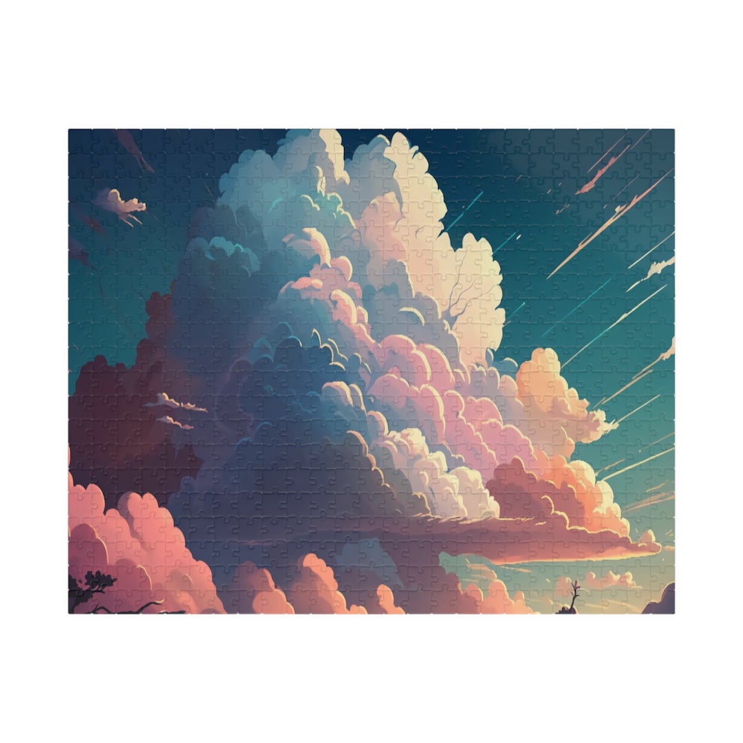 Jigsaw Puzzle in 500 or 1000 Pieces, Relaxing Cloud Sky Art Puzzle in a ...