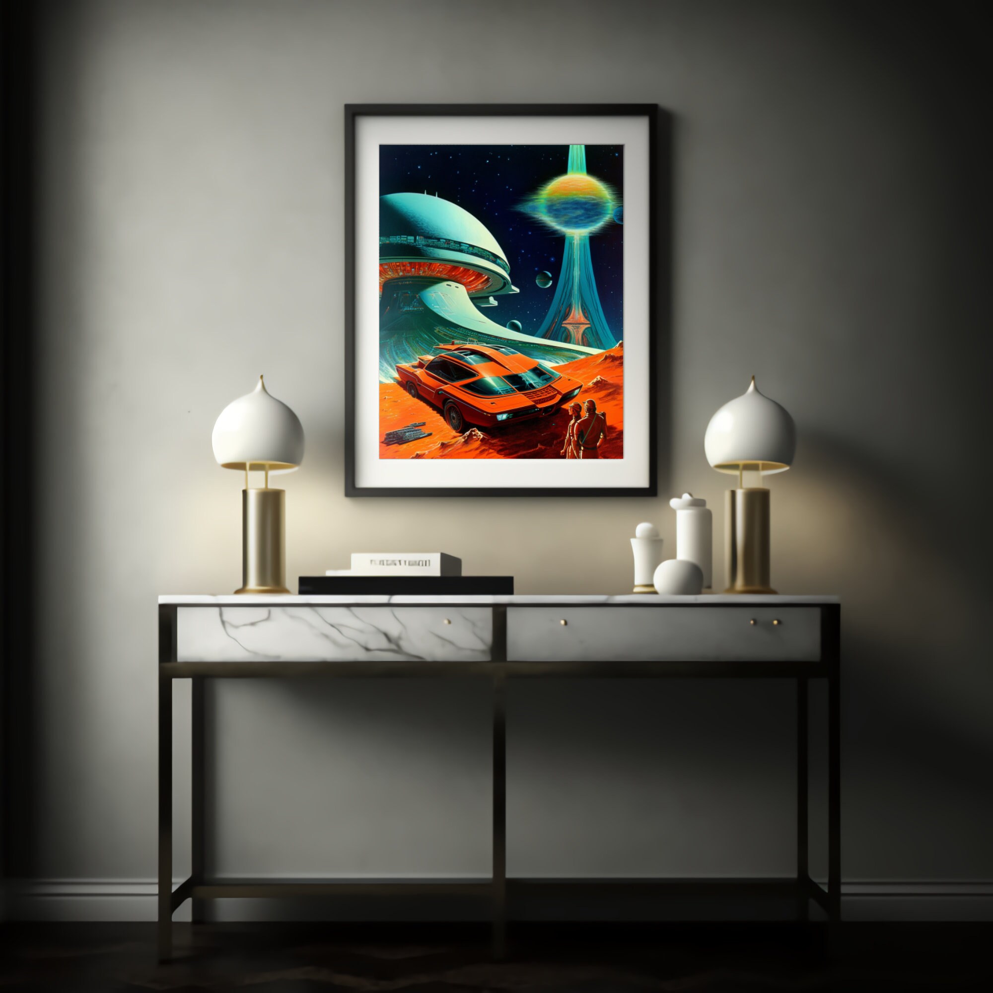 Sci Fi Wall Art Poster, Retro Space-car Art Print, Digital Download ...