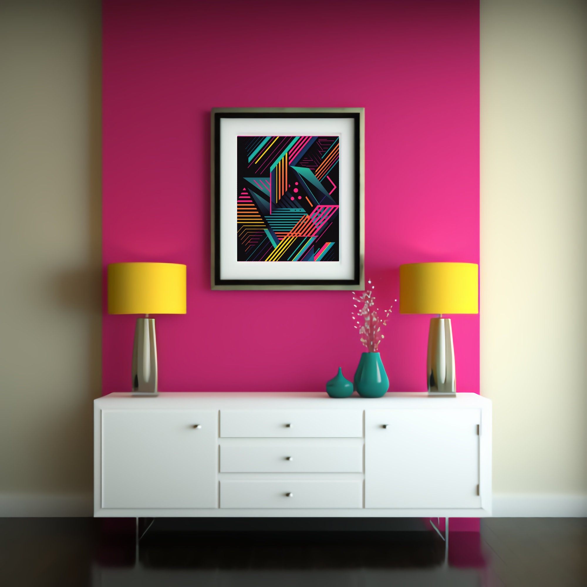 Neon Wall Art, Digital Download, Instant Art Print, Bright Neon ...