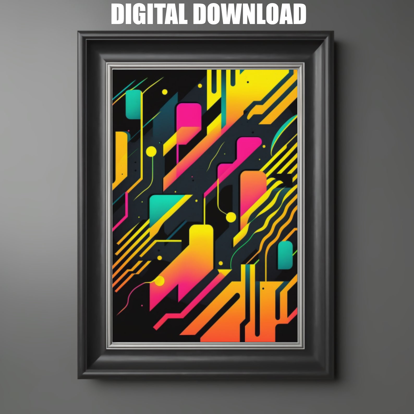 Neon Wall Art, Digital Download, Instant Art Print, Bright Neon ...