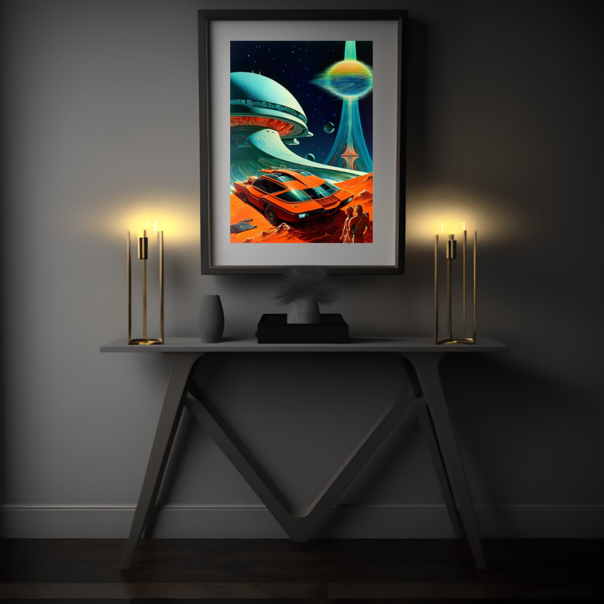 Sci Fi Wall Art Poster, Retro Space-car Art Print, Digital Download ...