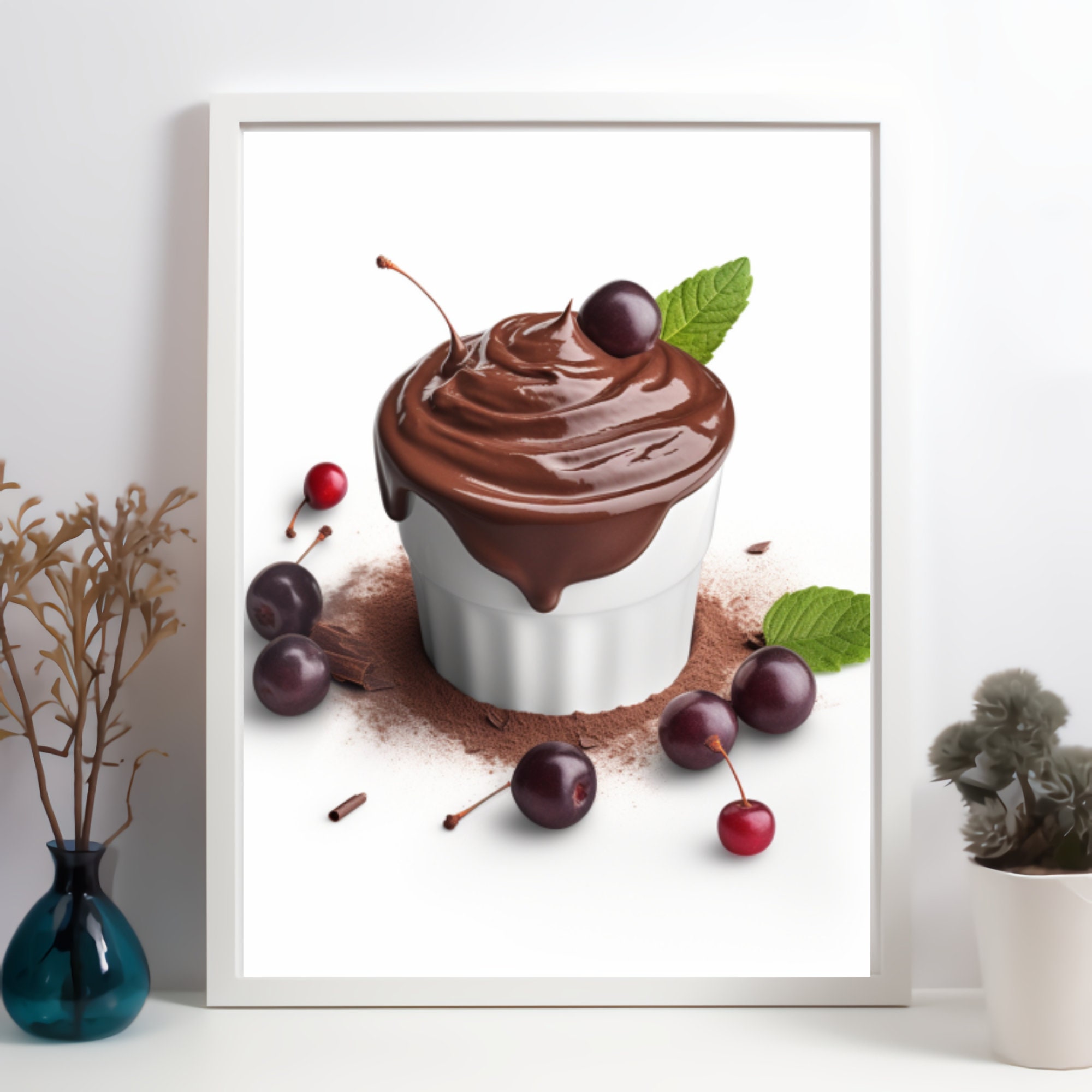 Dessert Wall Art, Printable Poster, Chocolate Mousse Art, Kitchen Wall ...