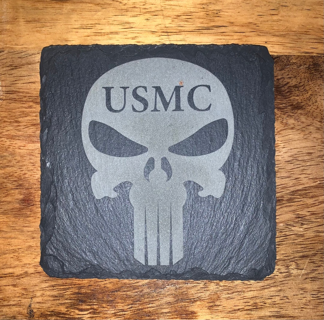 Customizable USMC Punisher Slate Coaster Marine Corps Memorabilia for ...