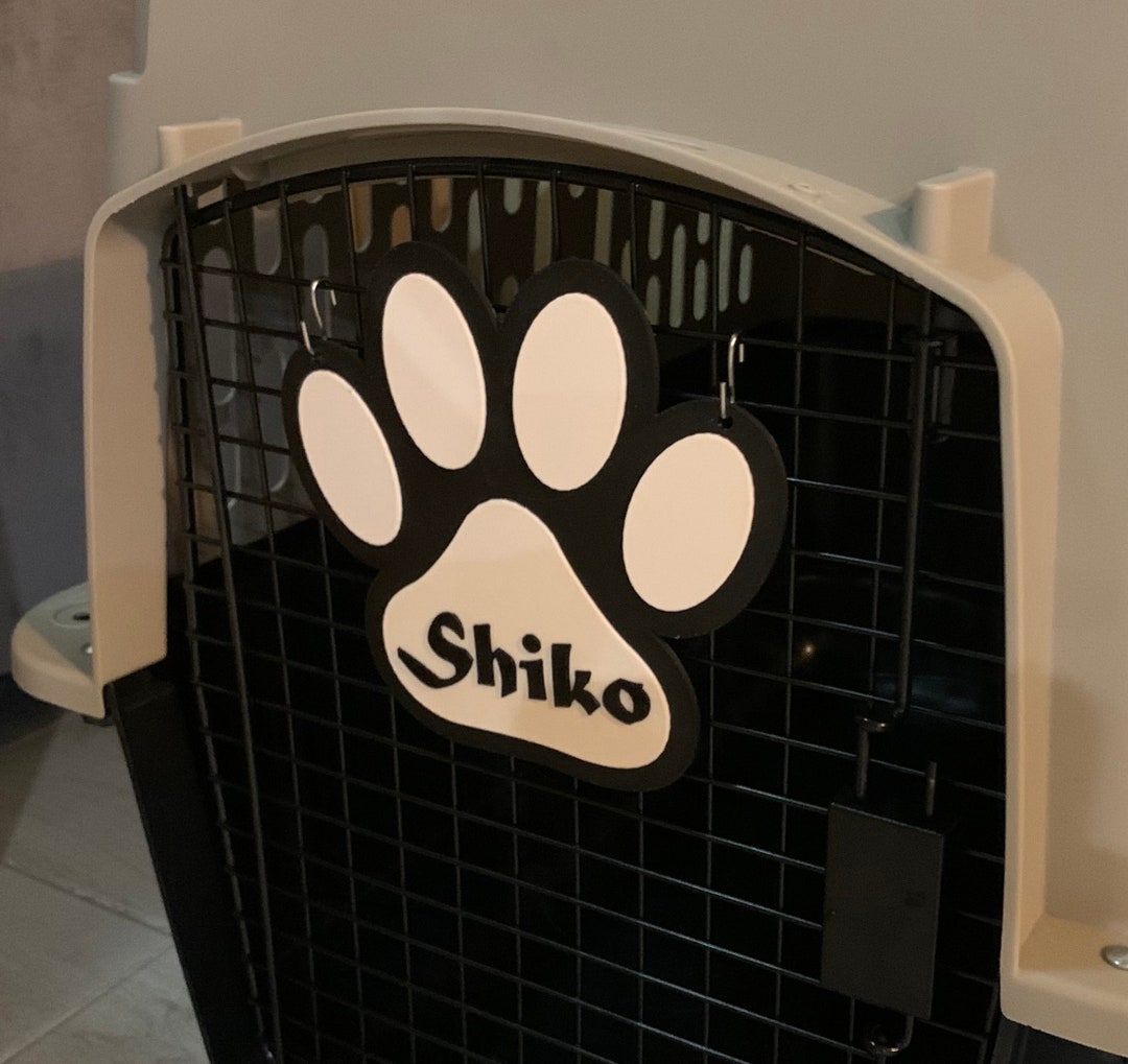 Personalized Pet Crate Name Tag Paw Print Name Sign for Kennel or Dog ...