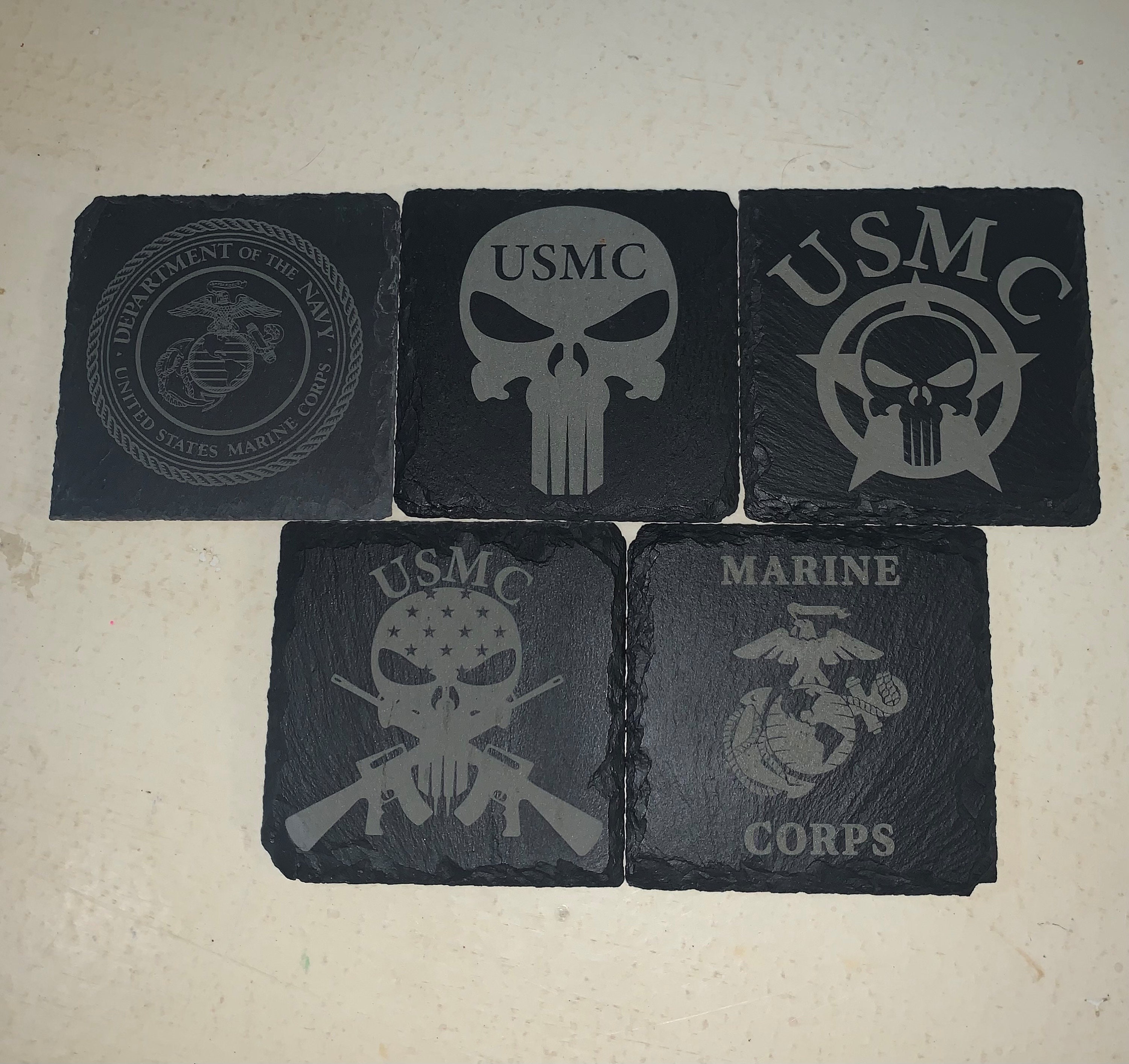 Customizable USMC Punisher Slate Coaster Marine Corps Memorabilia for ...