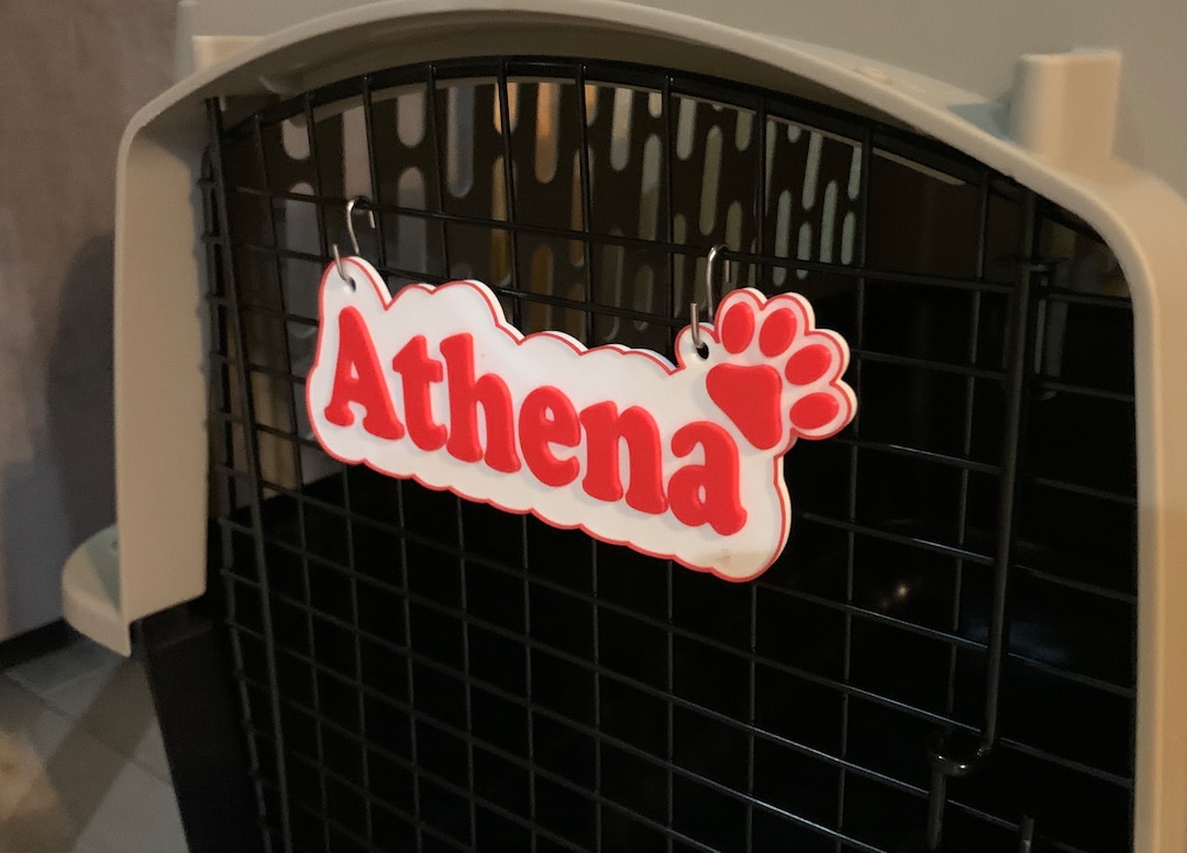 Custom Cloud Style Dog Crate Tag With Dog Paw Name Tag for Kennel Crate ...