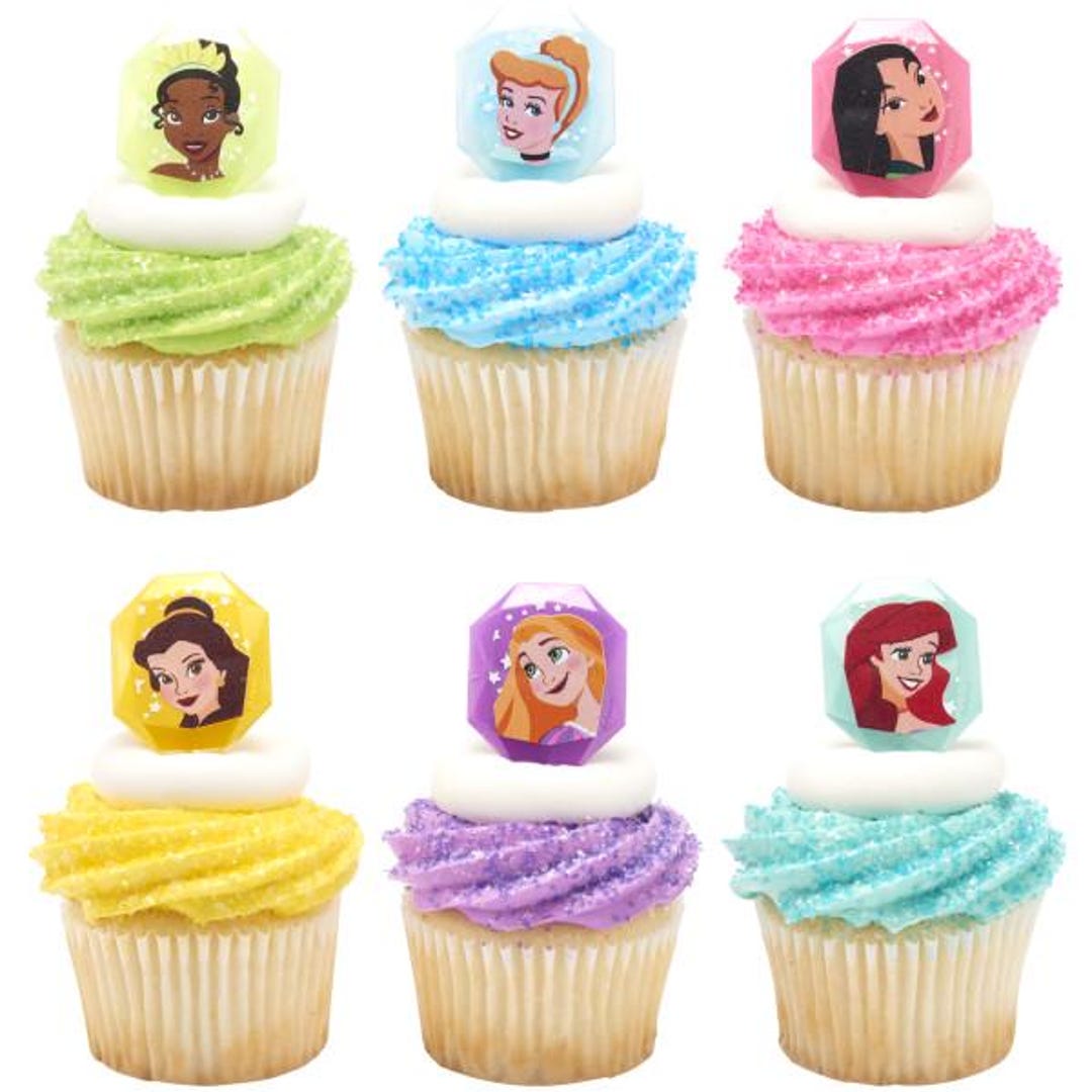 Disney Princess Cupcake Toppers/disney Princess Plastic Rings 12 Ctn - Etsy