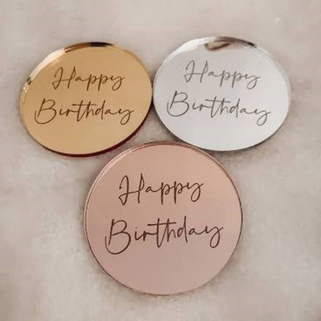 Happy Birthday Mirror Cake Toppers - Etsy