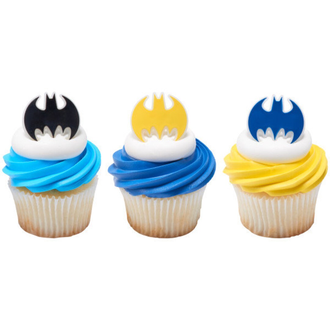 Batman Cupcake Rings/batman Cupcake Toppers 12 Count - Etsy