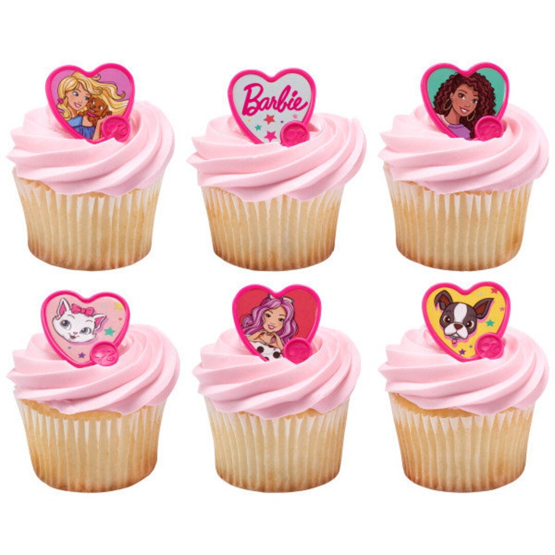 Barbie Cupcake Toppers/barbie Cupcake Rings 12 Count - Etsy