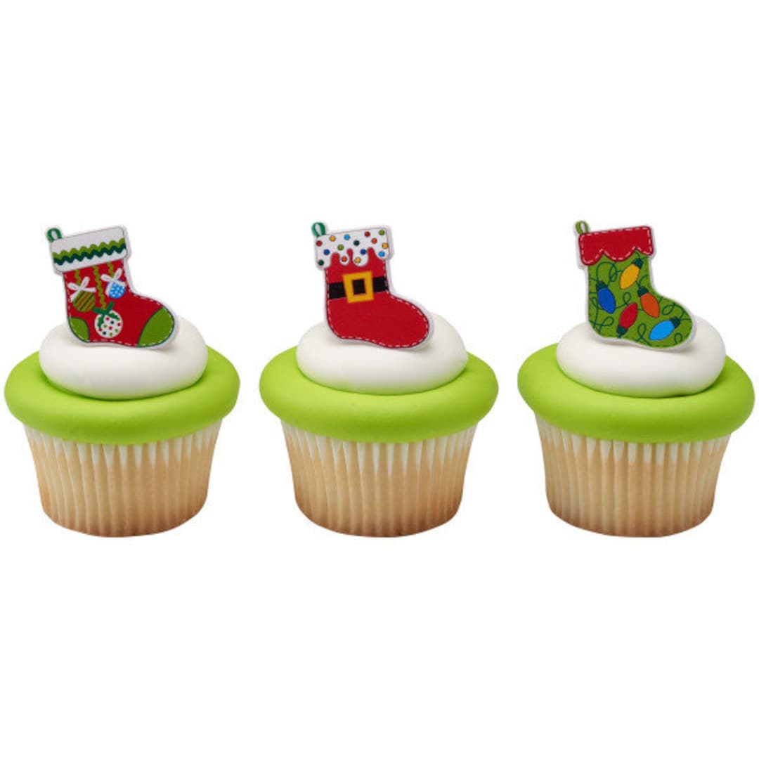 Stocking Cupcake Toppers/stocking Cake Toppers 12 Count - Etsy