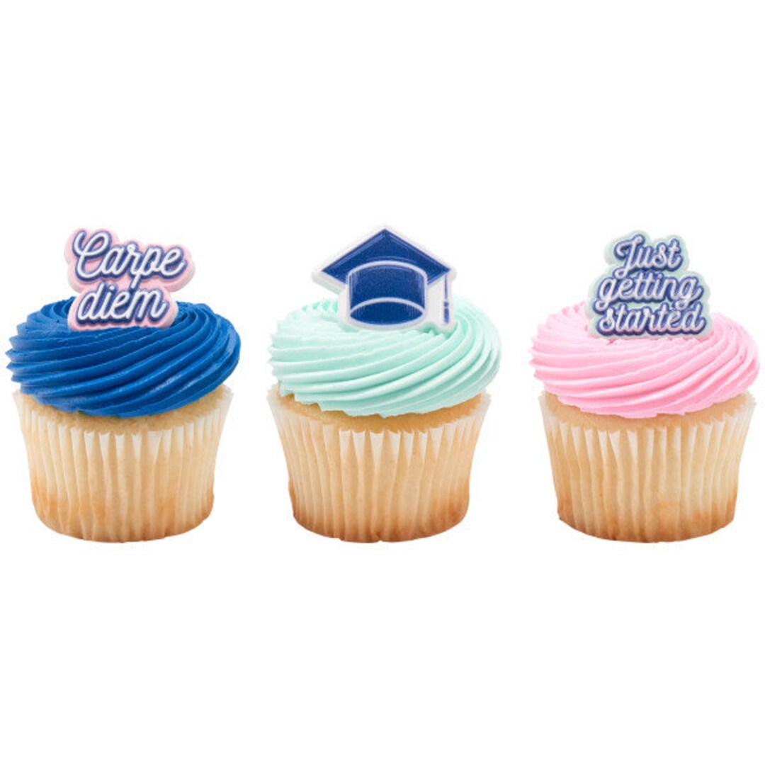 Graduation Toppers/graduation Cupcake Rings 12 Count - Etsy