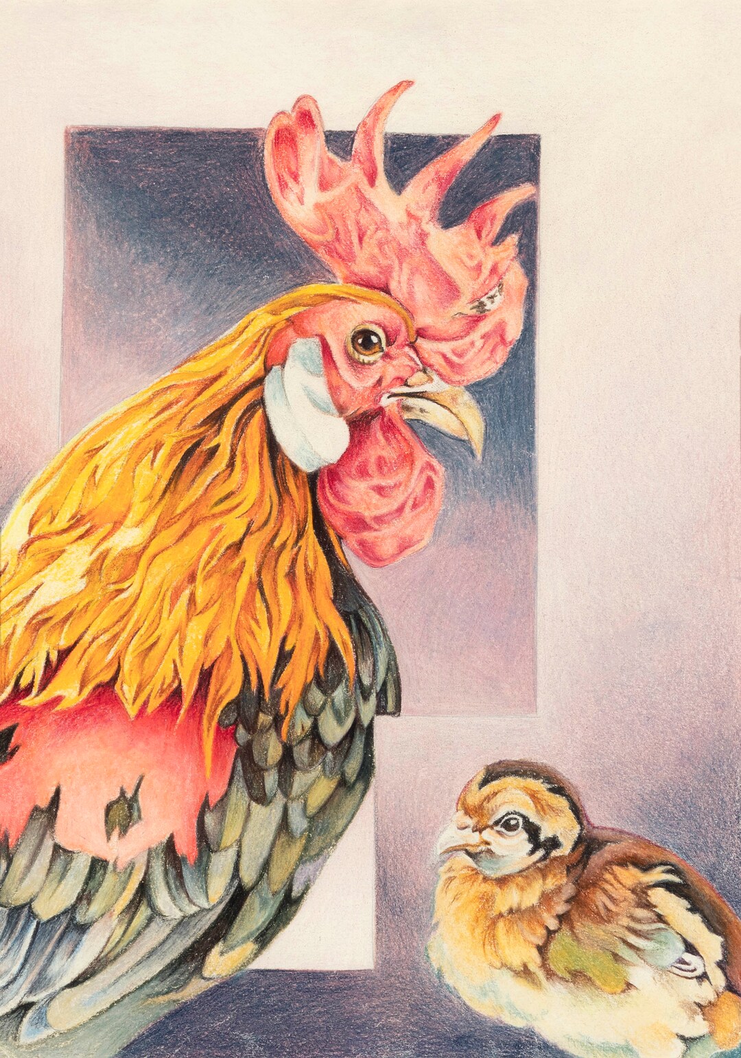 Rooster and Child - Print - Etsy