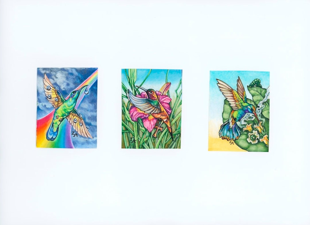 Hummingbirds -- Tiny Trio Prints - Etsy