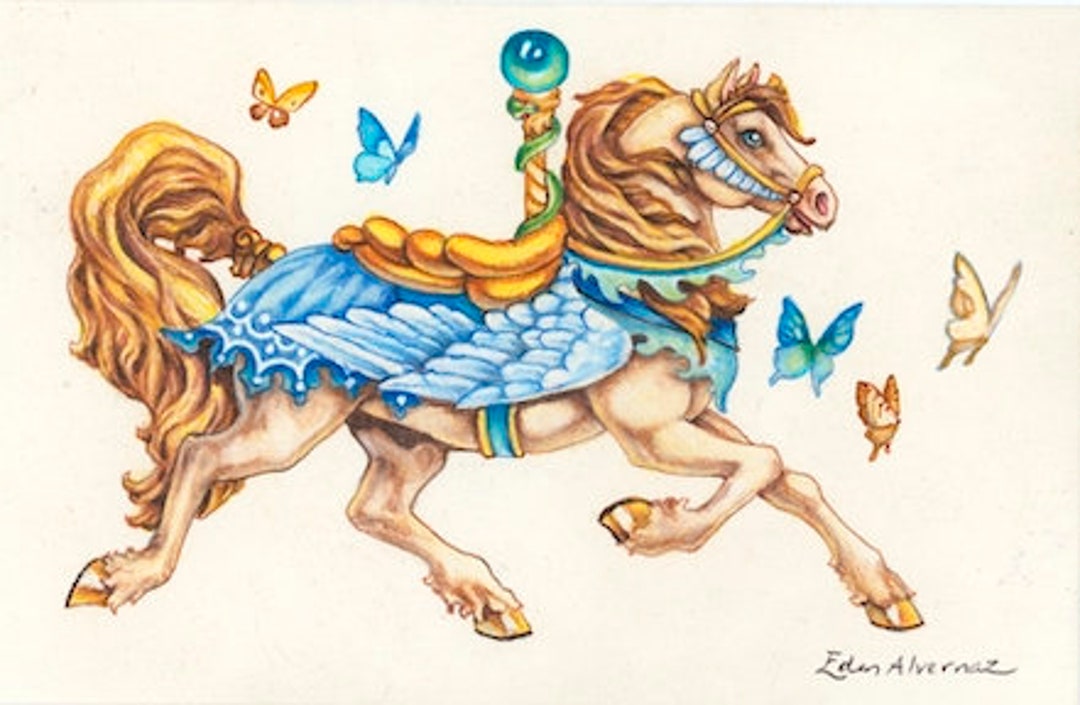 Mini Carousel Pegasus - Print - Etsy