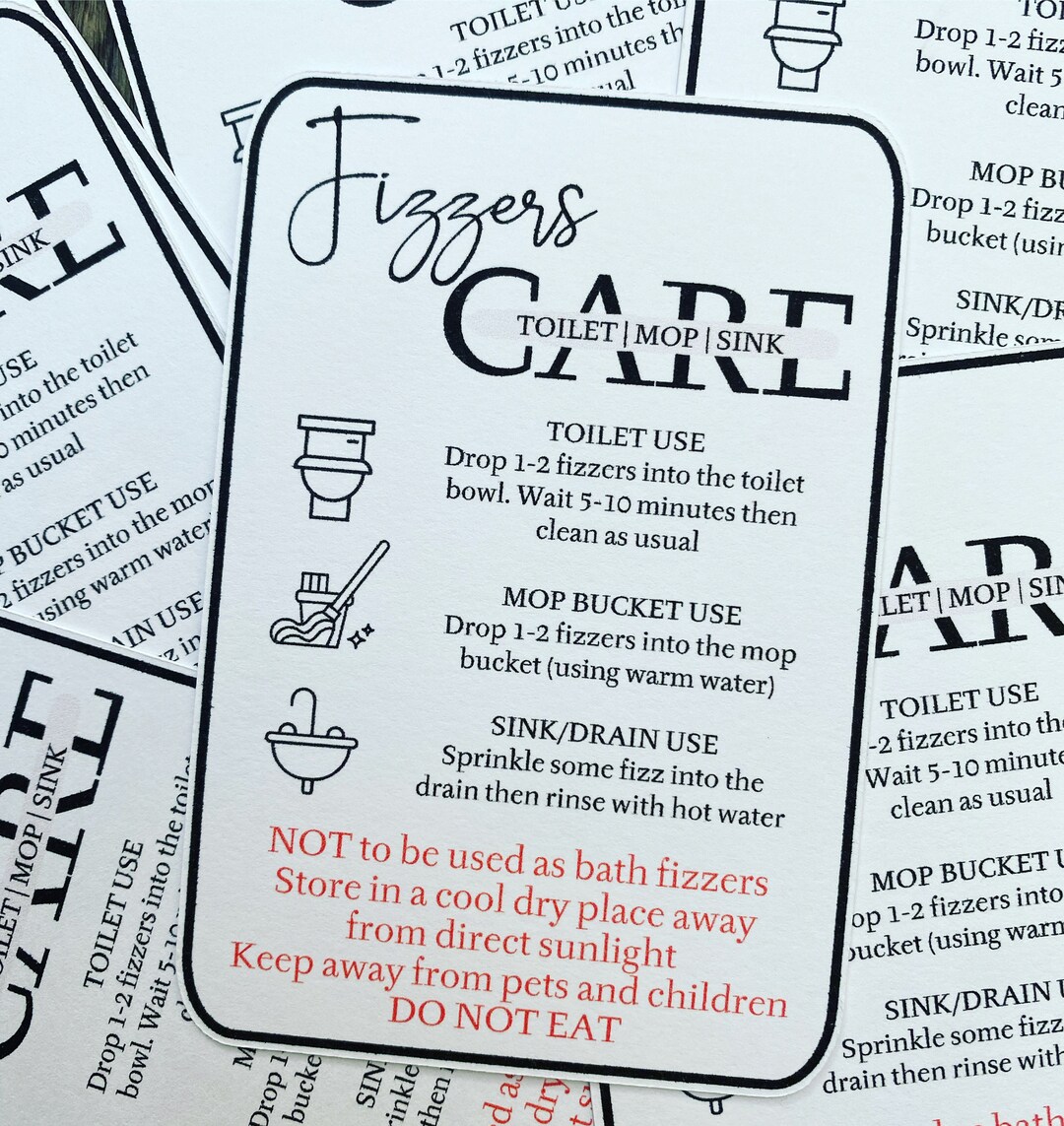 Toilet, Mop, Sink Fizzers Care Cards. 18 per Pack. - Etsy UK