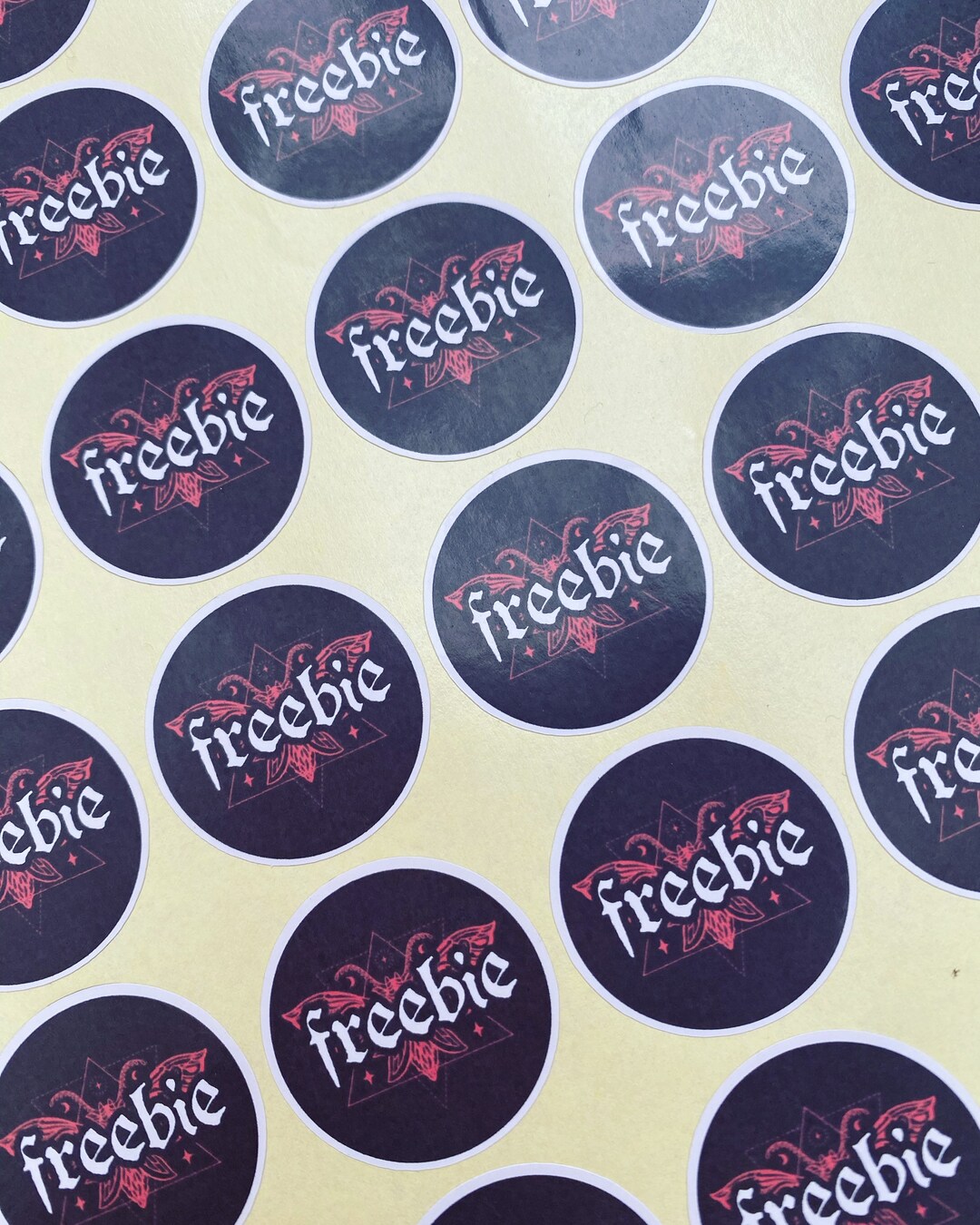 Freebie Stickers. 3cm. 35 per Sheet. Matte or Gloss. Gothic Design. - Etsy