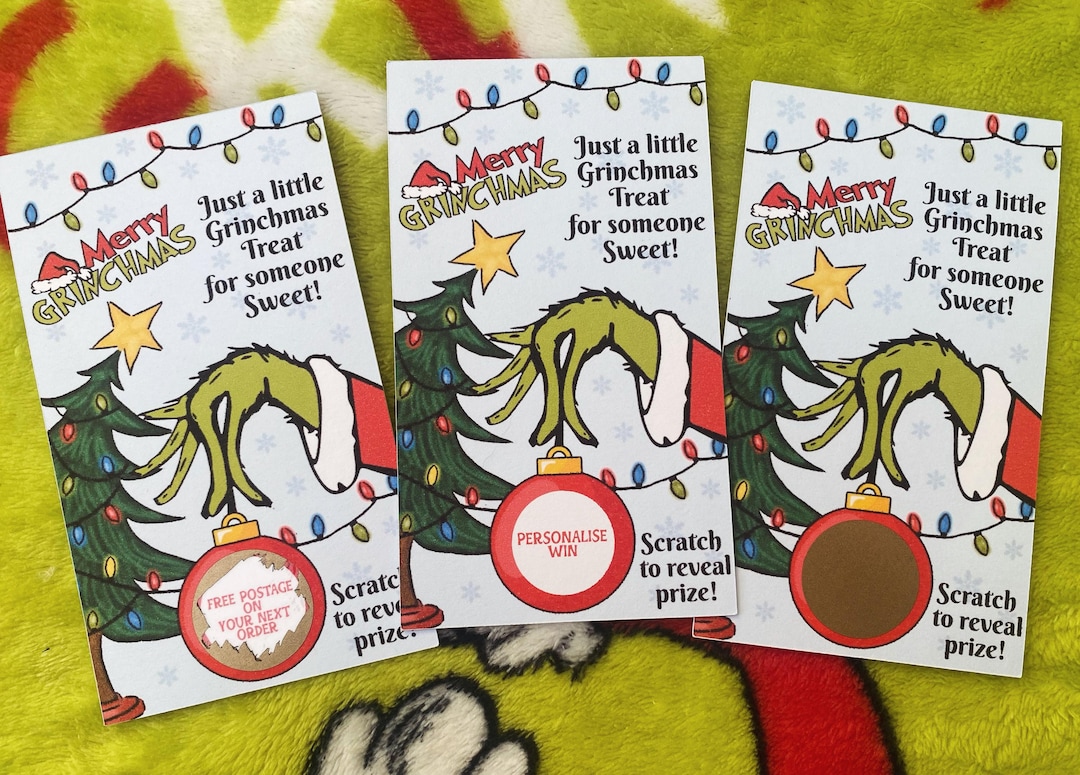 Christmas Scratch Cards! Grinch Design. Personalise. 9 per Pack. - Etsy UK