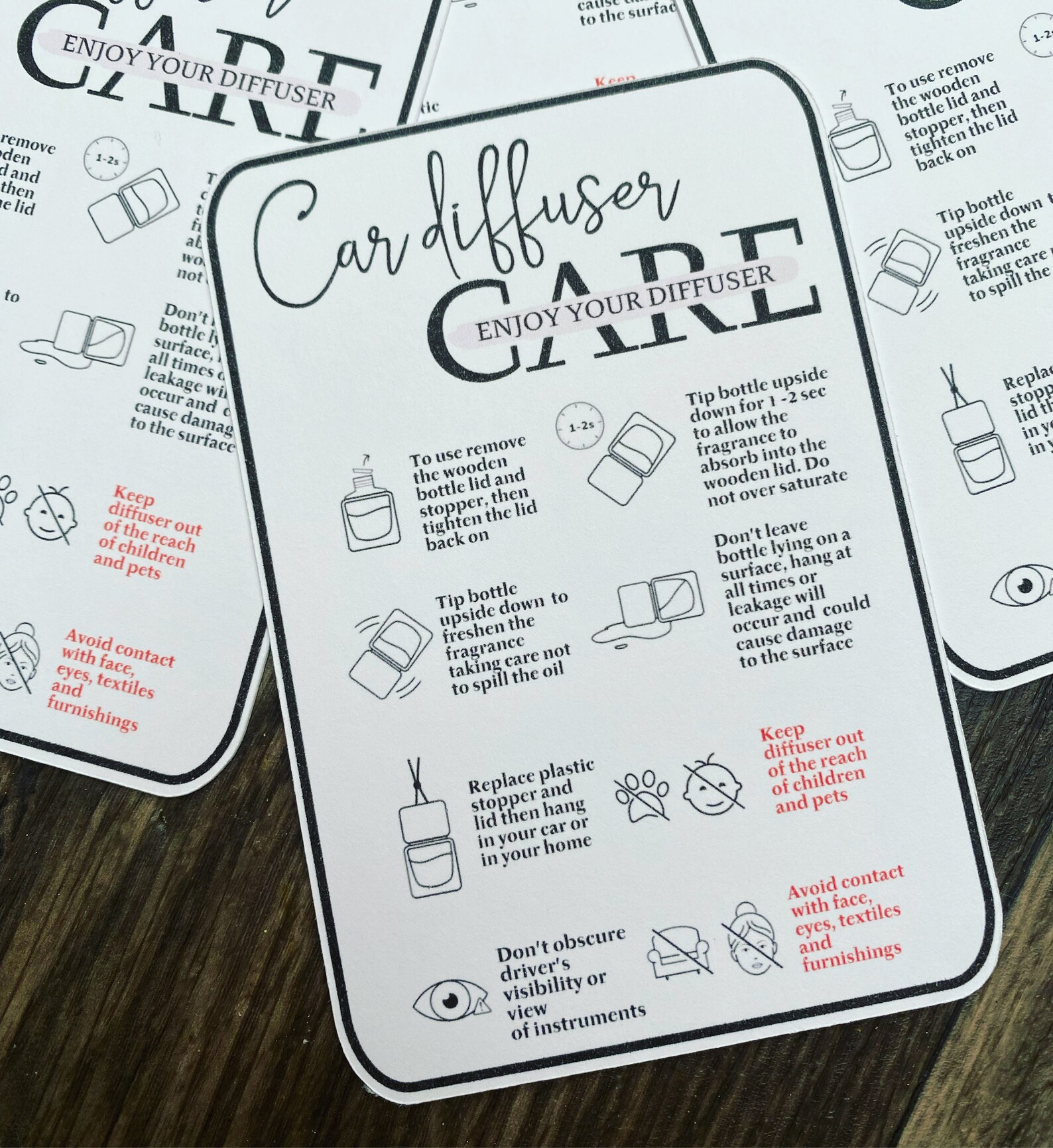 Car Diffuser Care Cards. 18 per Pack. - Etsy