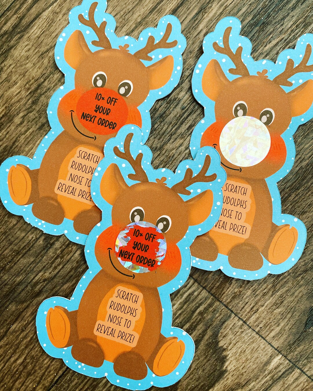 Rudolph Scratch Cards. Personalise Win. 7 per Pack. - Etsy UK