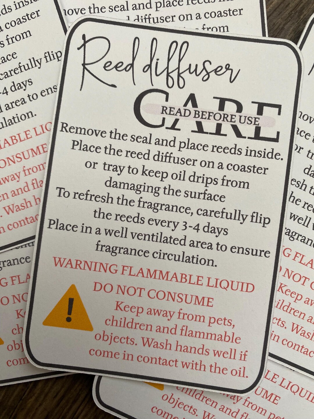 Reed Diffuser Care Cards. 18 per Pack. - Etsy UK