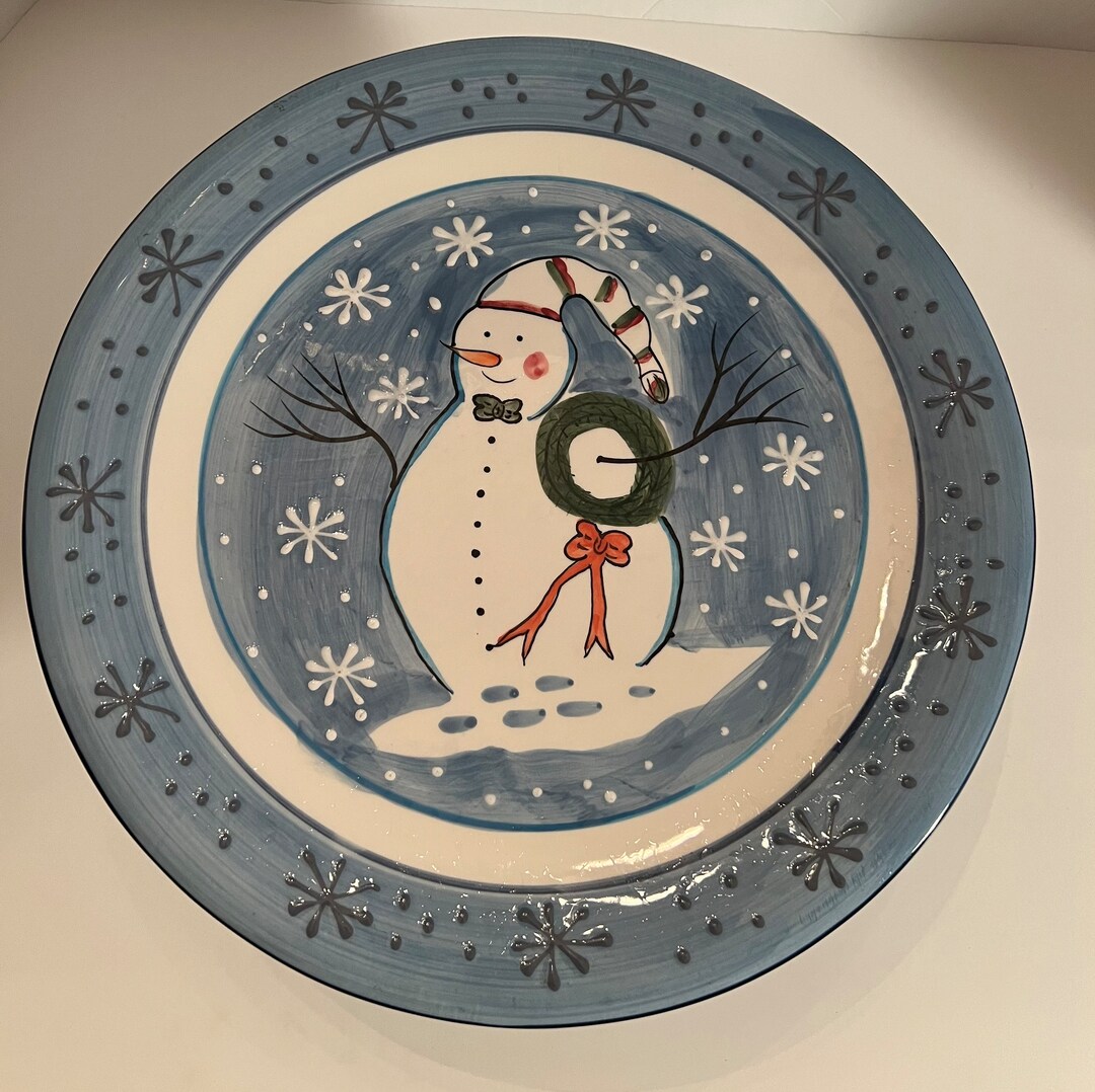 Pacific Rim Hand Painted Snowman Cakestand - Etsy