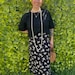 Vintage Women’s 1990's Black High Waisted Skirt With Flower Pattern - Etsy
