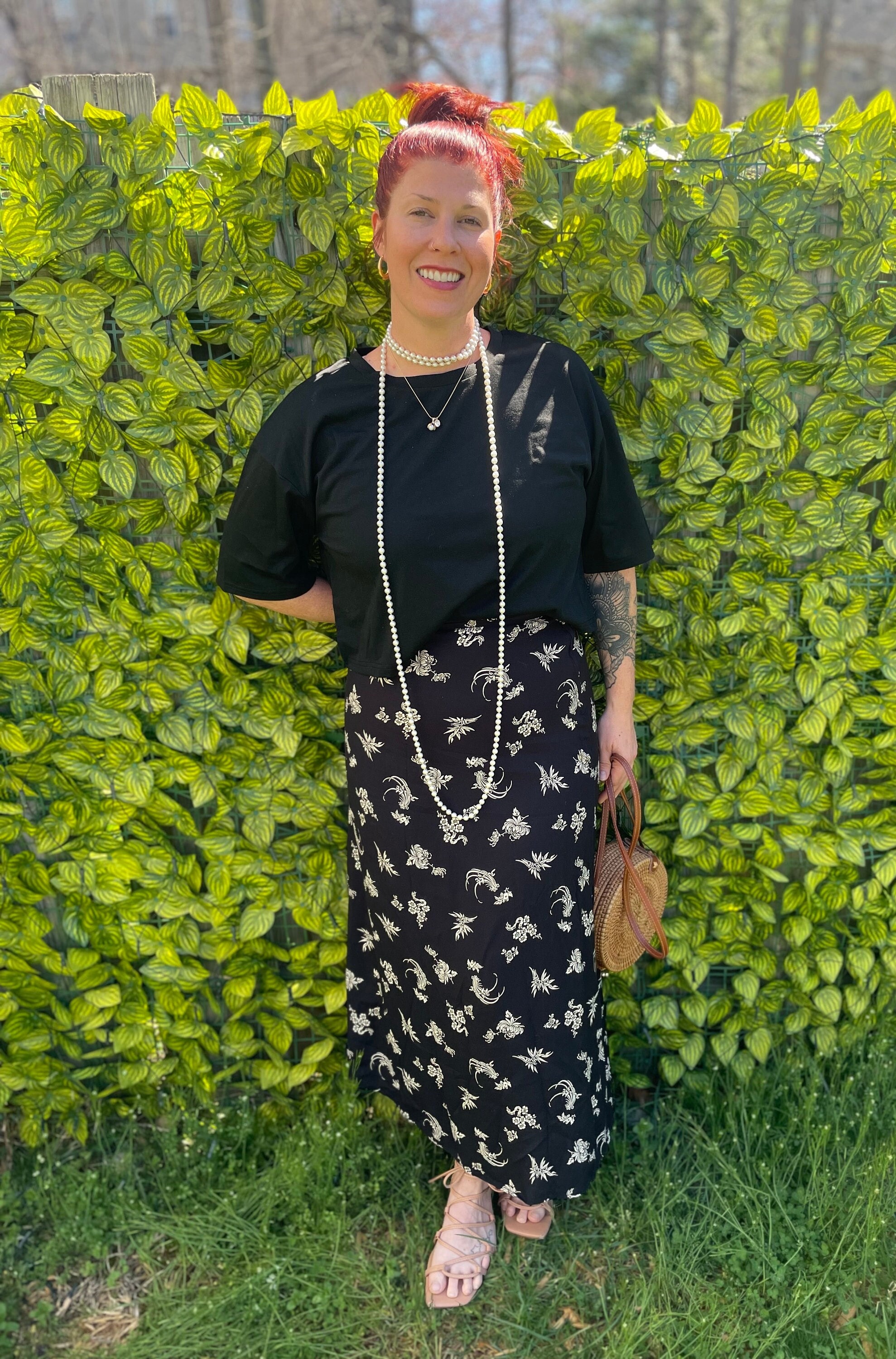 Vintage Women’s 1990's Black High Waisted Skirt With Flower Pattern - Etsy
