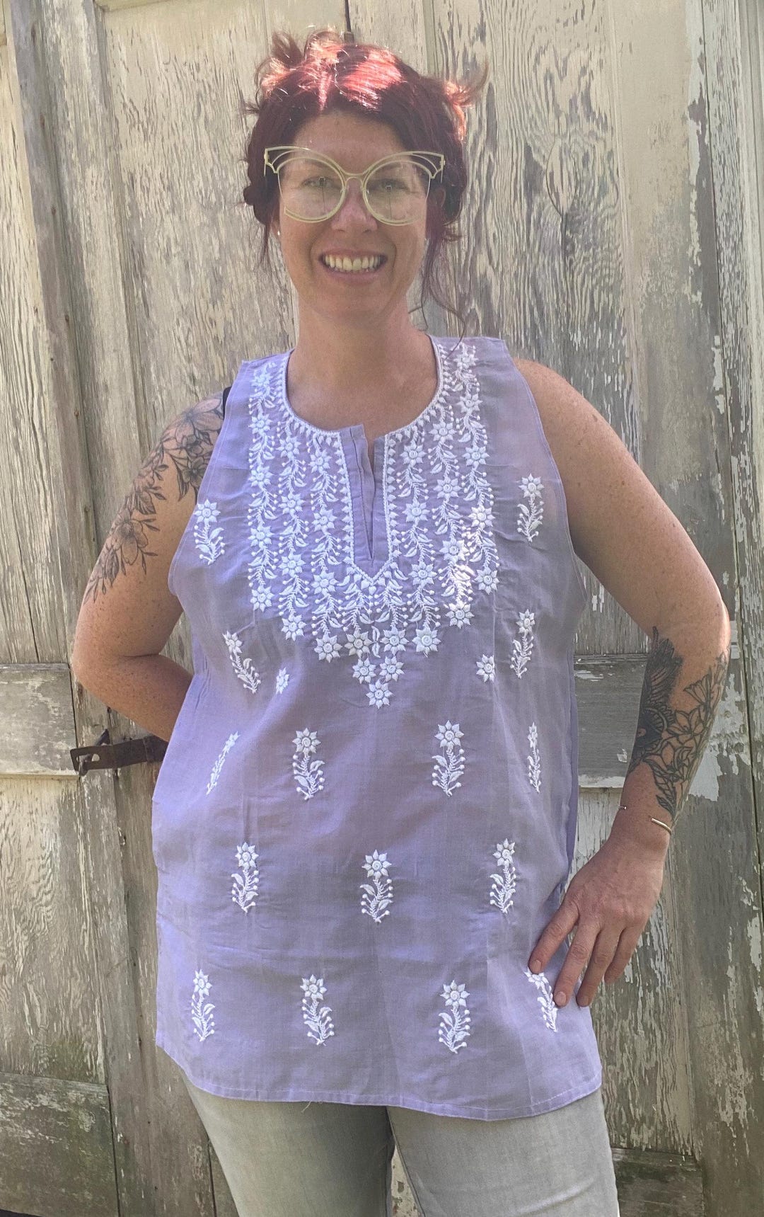 Upcycled Blue and White Flowered Tank - Etsy