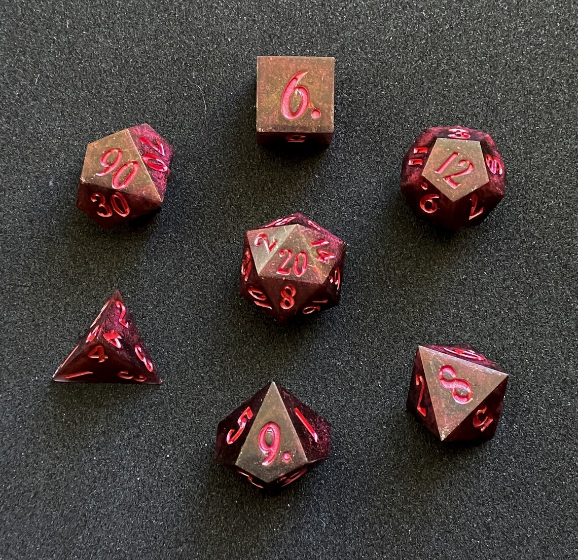 Ruby Red Red Handmade Resin Sharp Edge Dice Set DND 5E, Pathfinder, RPG ...