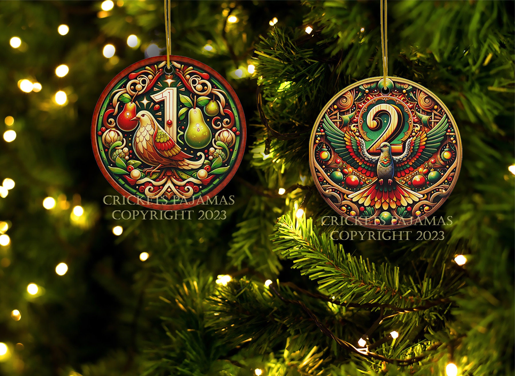 12 Days of Christmas Ornament Set, 12 Days of Christmas Folklore ...
