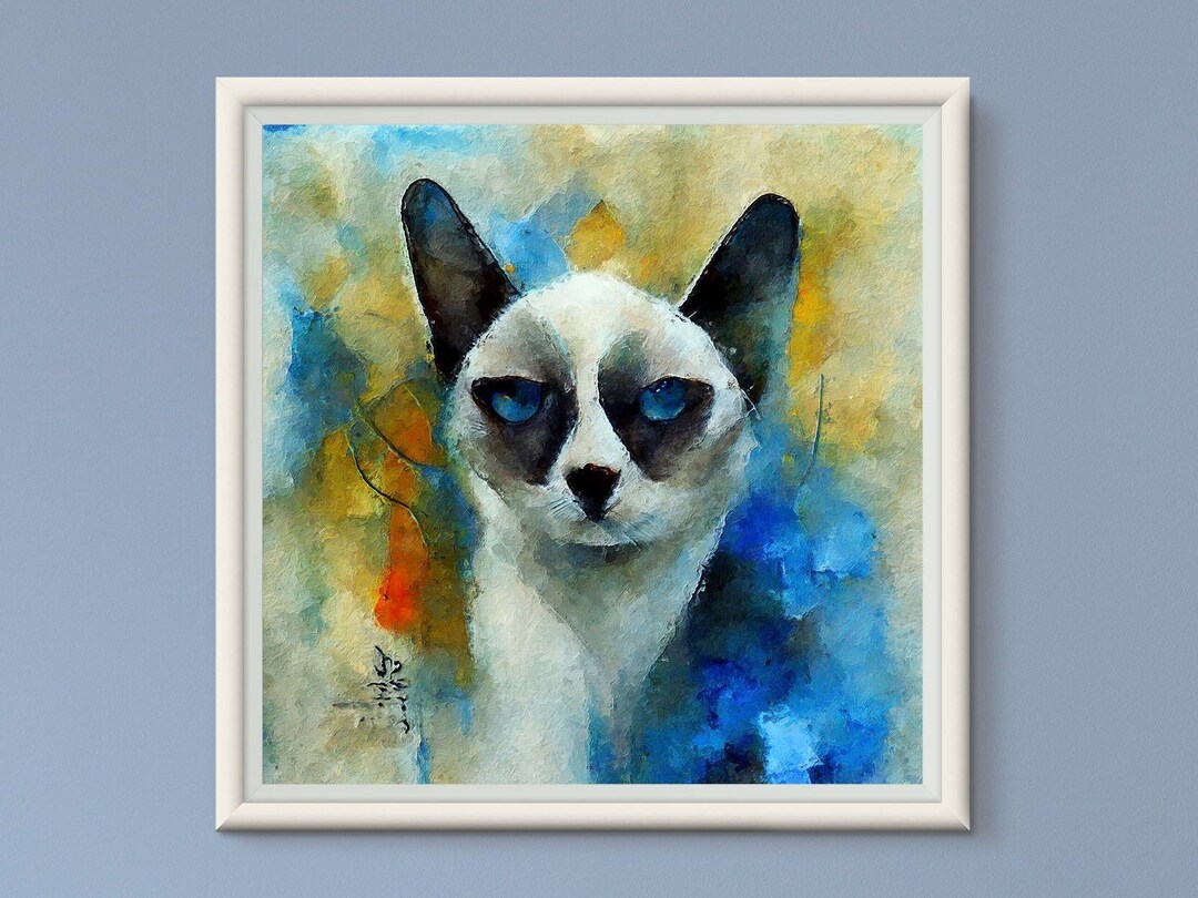 Siamese Cat Abstract Art Print Siamese Cat Poster Siamese - Etsy