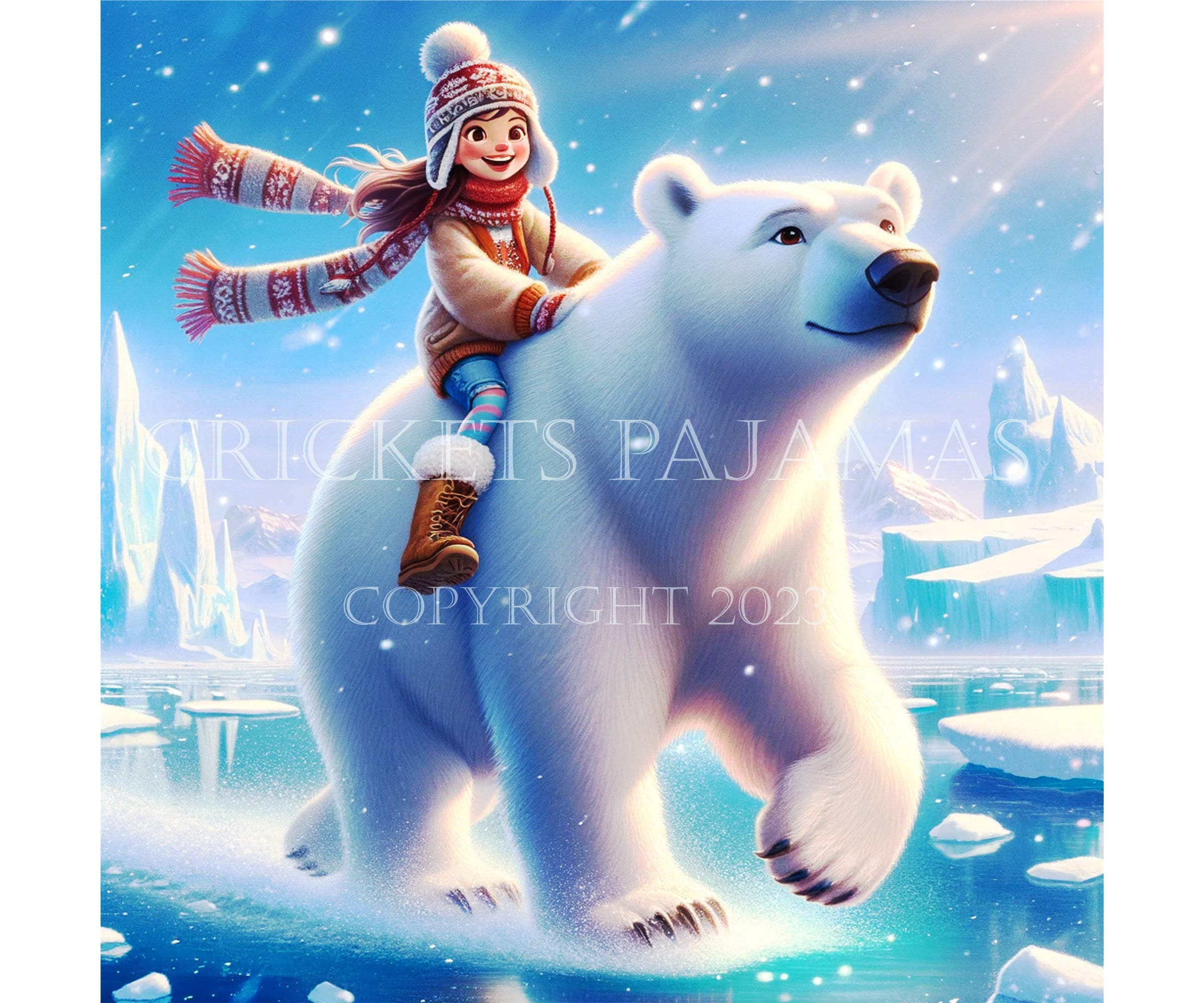Winter Magic Polar Bear Ride, PNG File Polar Bear, Polar Bear Girl Clip ...