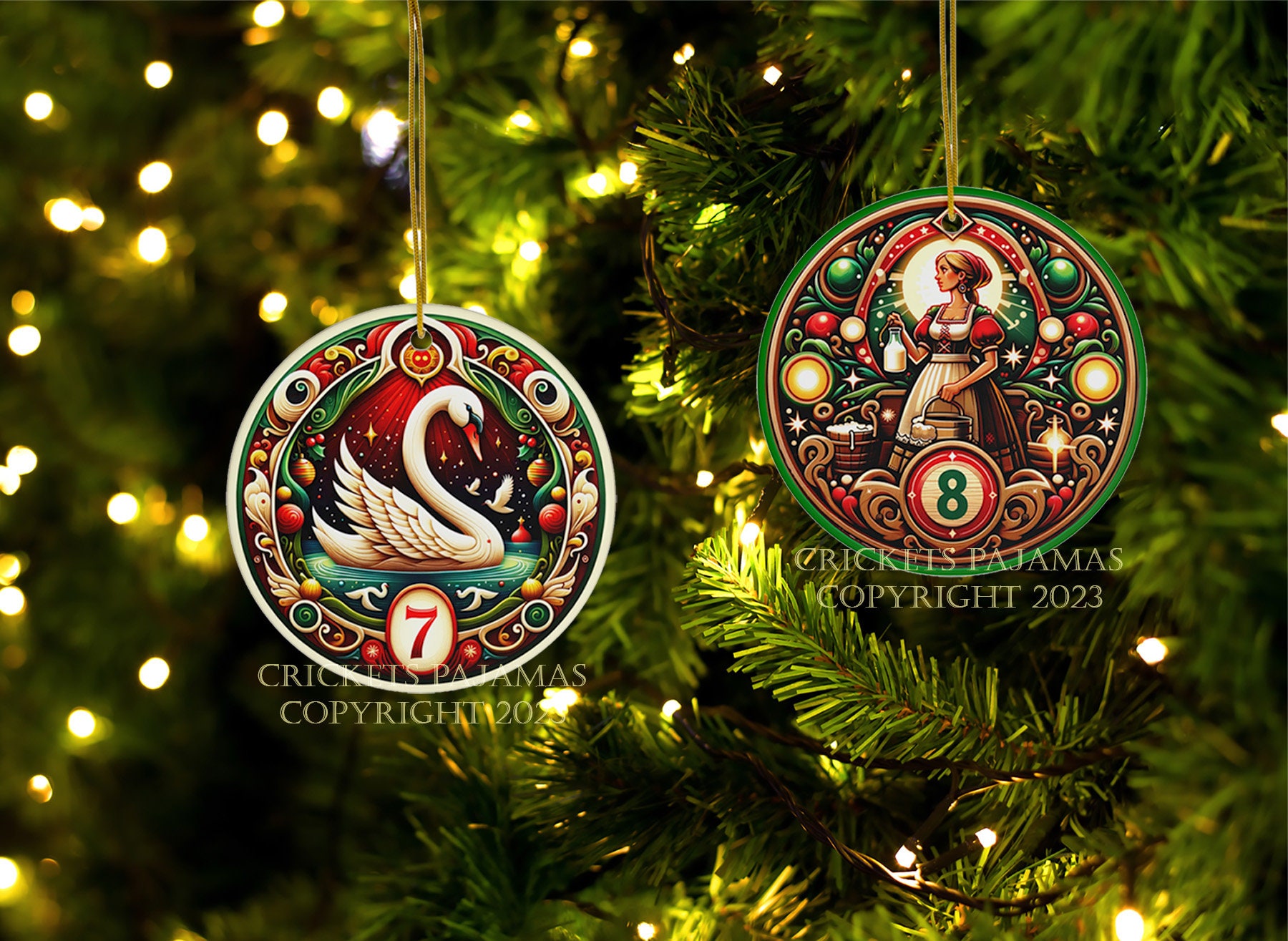 12 Days of Christmas Ornament Set, 12 Days of Christmas Folklore ...