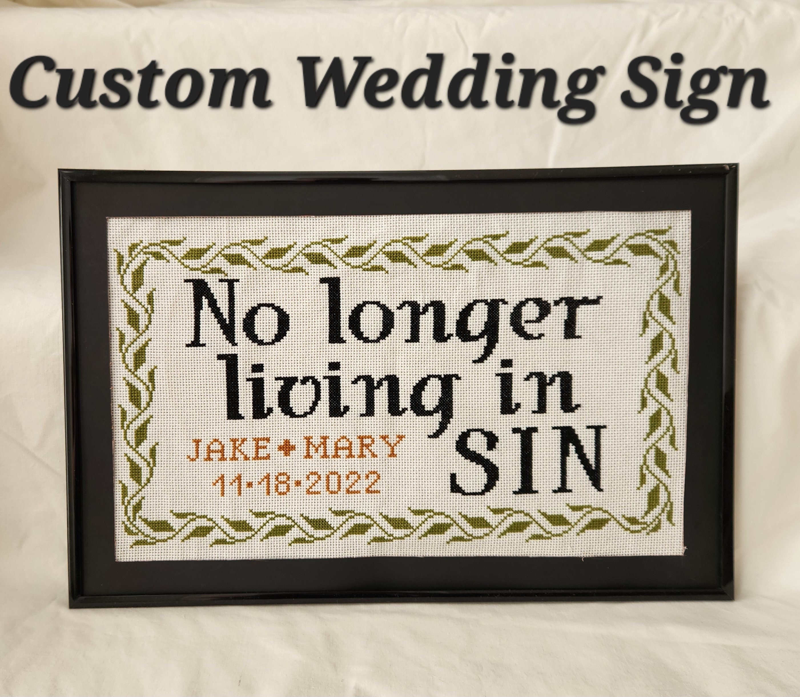 No Longer Living in Sin - Wedding Sign - Etsy