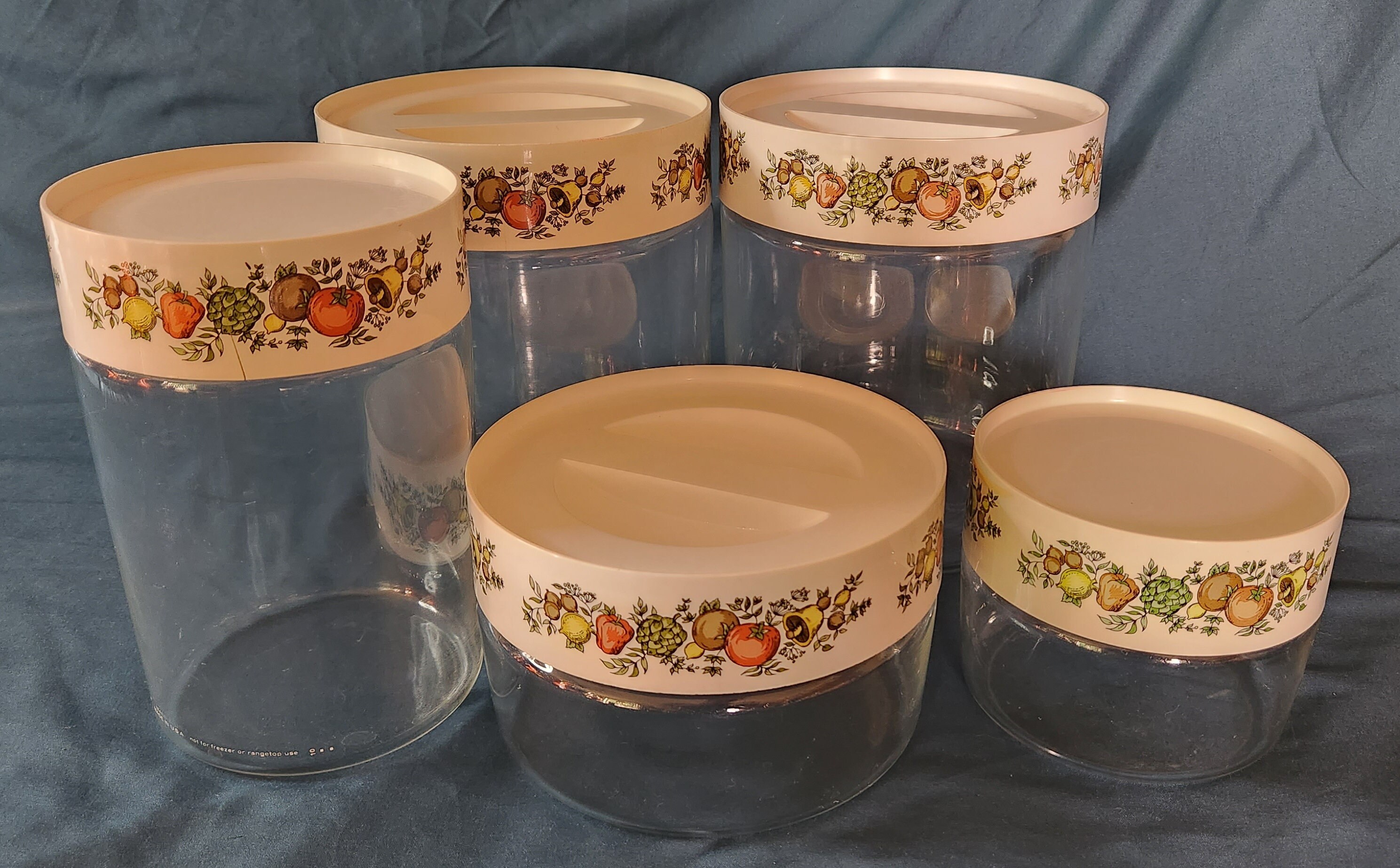 Set of (3) Vintage Pyrex Store N See Wood Grain Look Canisters ...