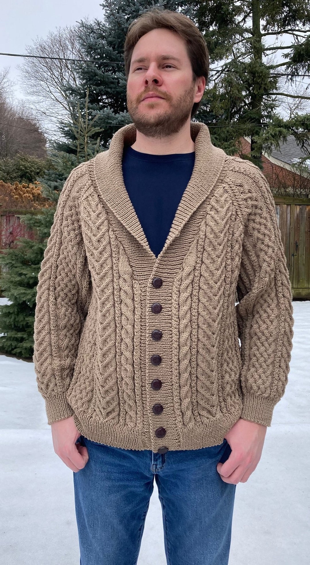 Customizable Cozy Cowl-collared Cardigan - Etsy