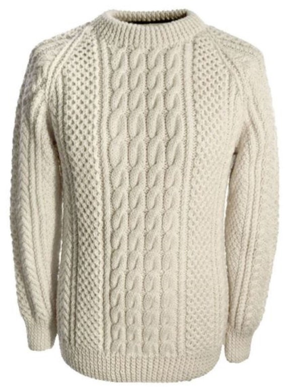 Hand Knit Irish Aran Sweater | Etsy