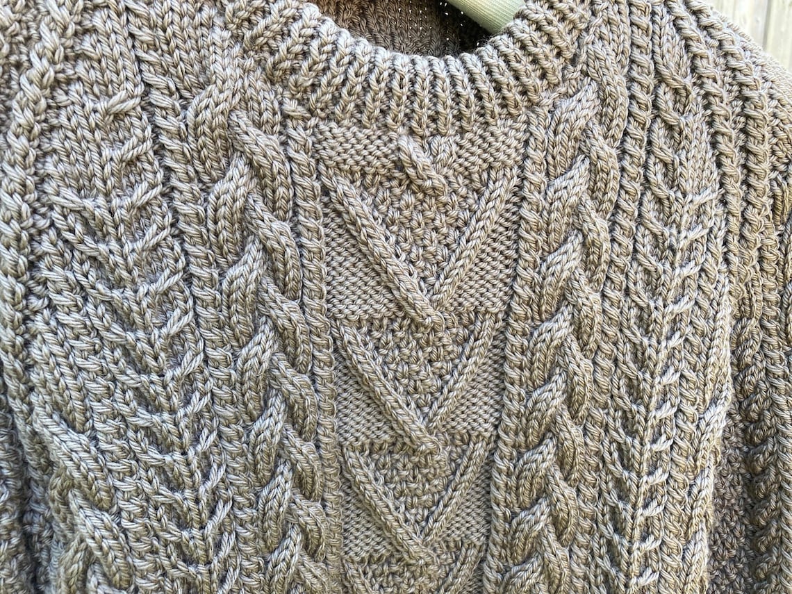Hand Knit Aran Sweater - Etsy