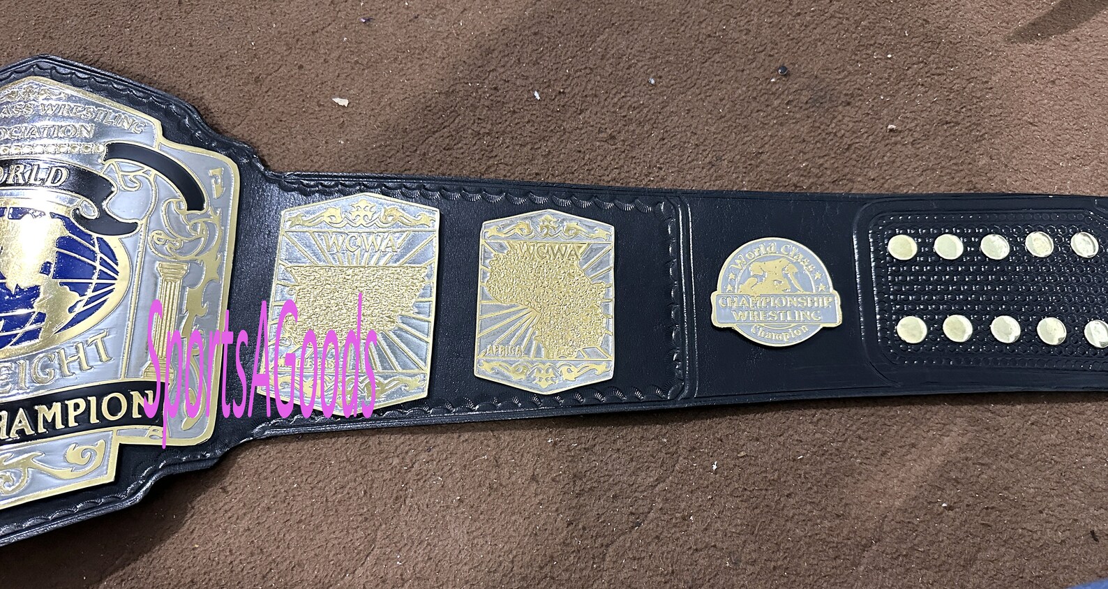 WCWA World Class Wrestling Association Championship Belt Dual Gold ...