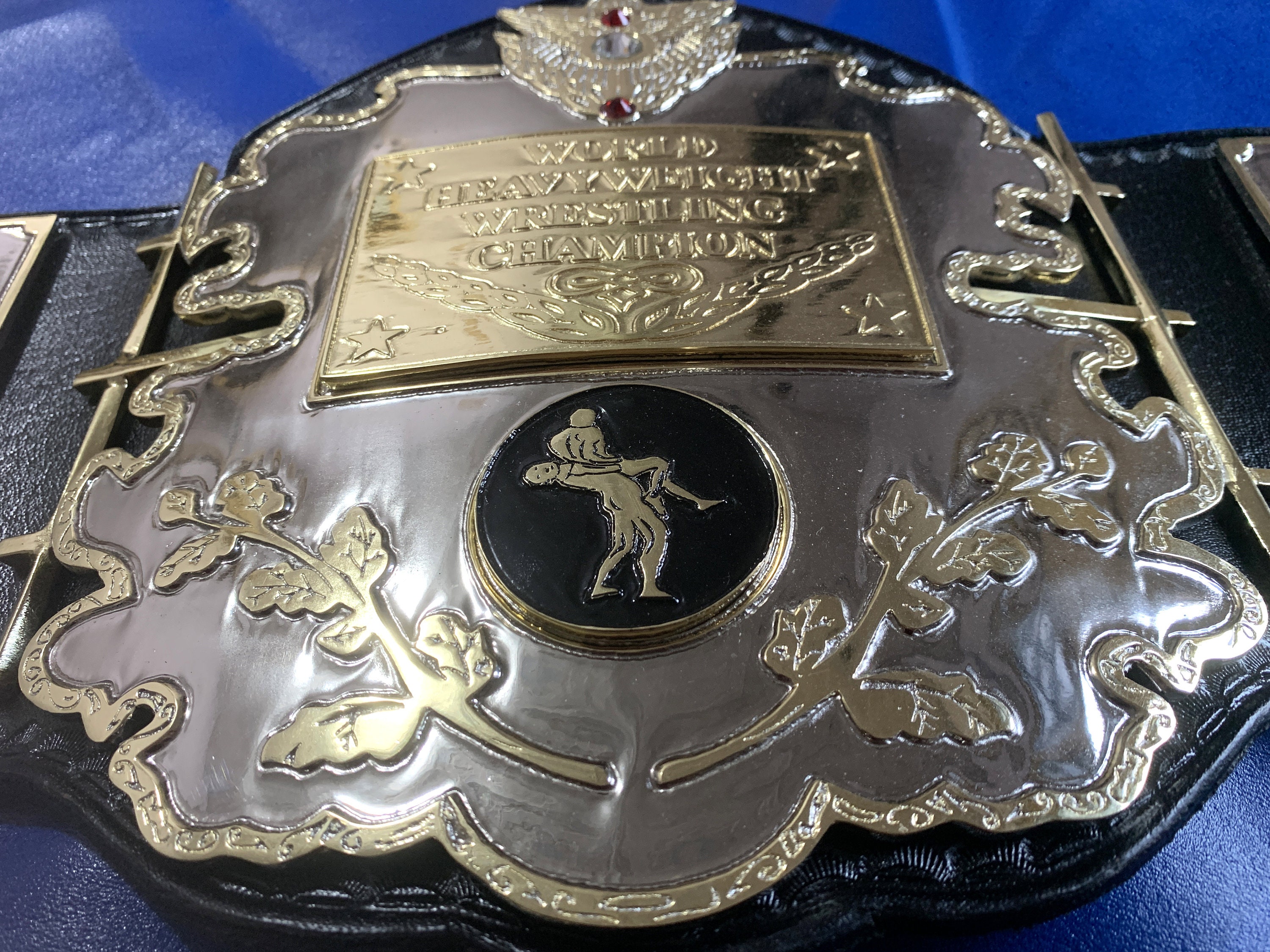 AWA World Heavyweight Wrestling Championship Belt 4mm Zinc Dual Gold ...